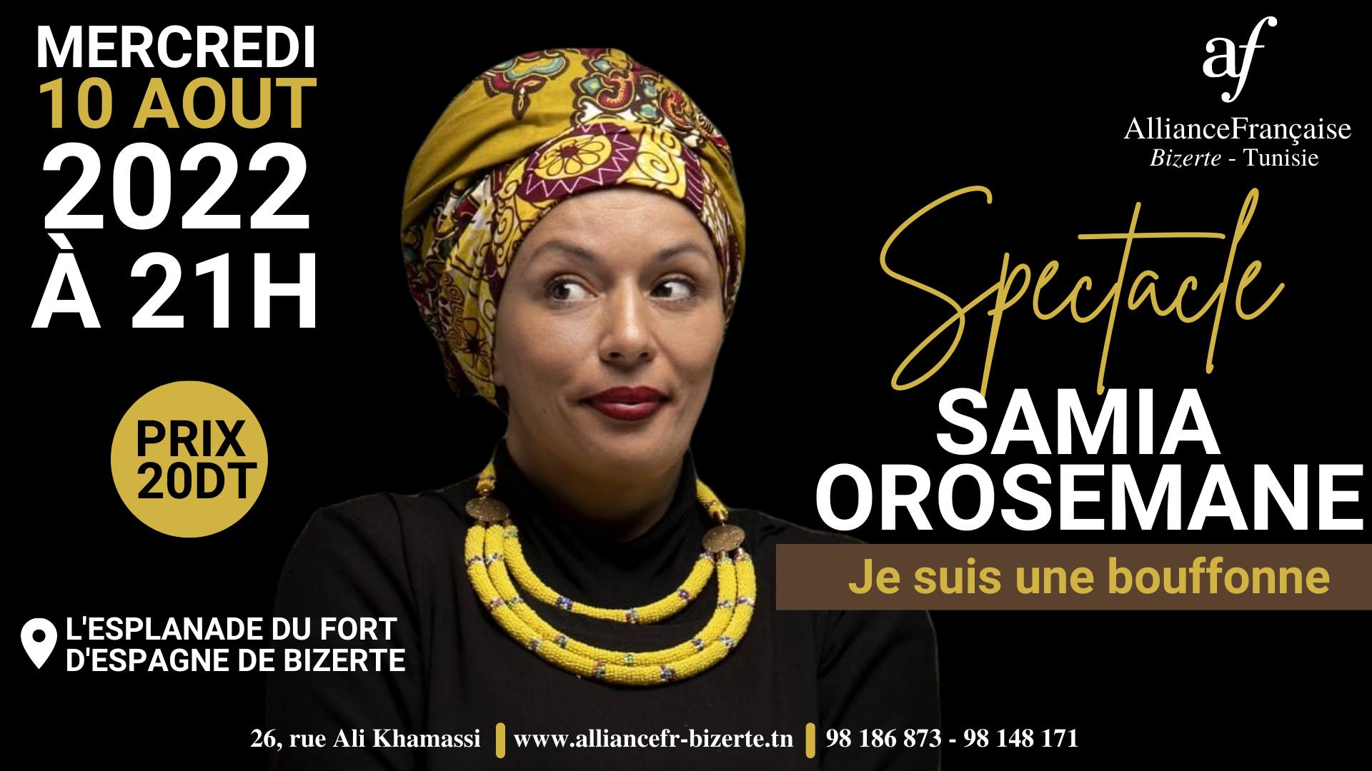 Spectacle Samia Orosemane : je suis une bouffonne - Alliance Française ...